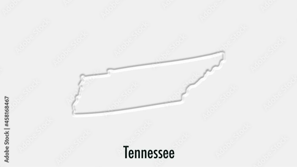 Abstract line animation Tennessee State of USA on hexagon style ...