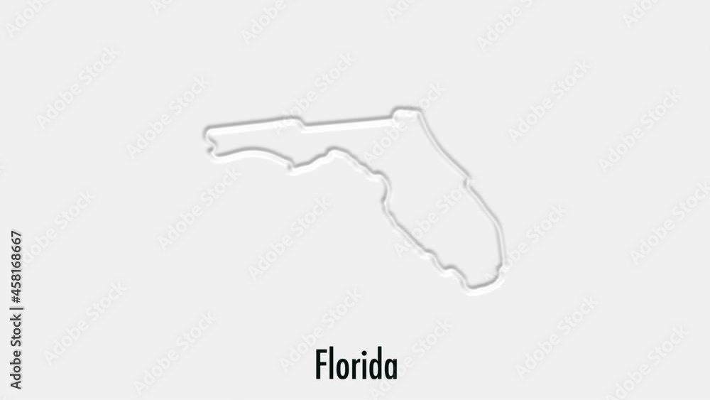 Abstract line animation Florida State of USA on hexagon style. Florida ...