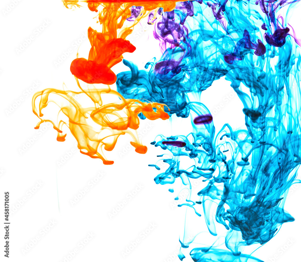 Motion ink Color drop in water make Cloud of ink under water isolated ...