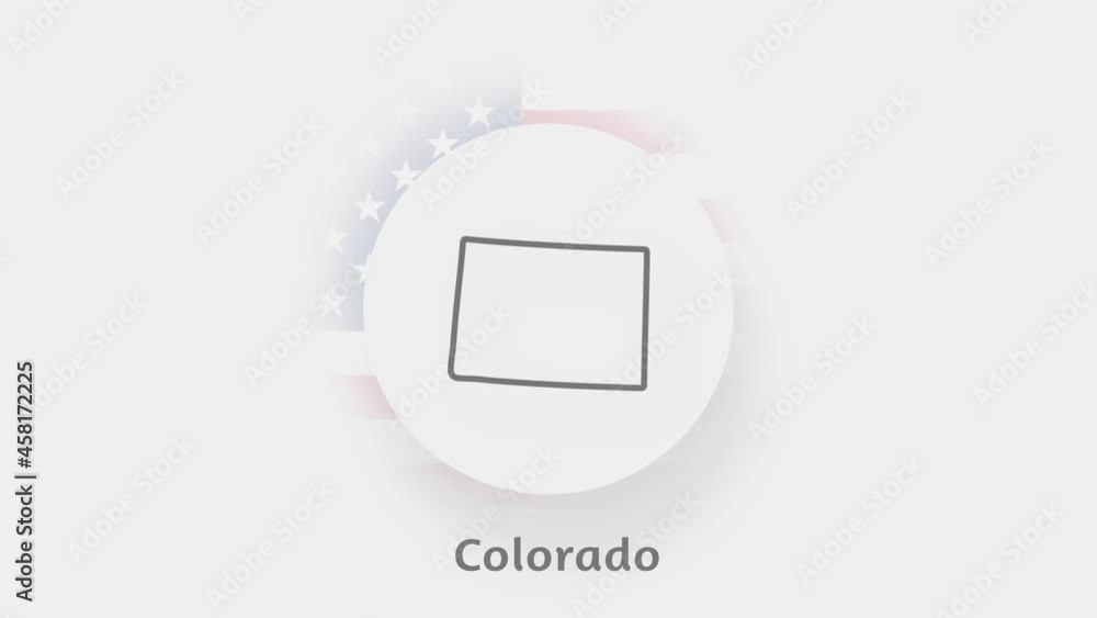 Colorado State of USA. Animated map of USA showing the state of ...