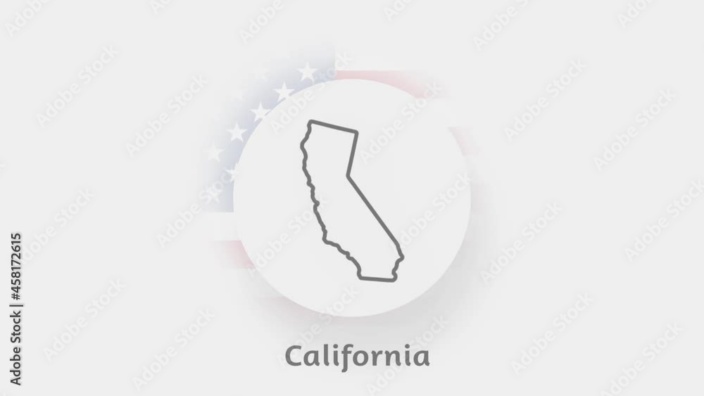 California State of USA. Animated map of USA showing the state of ...