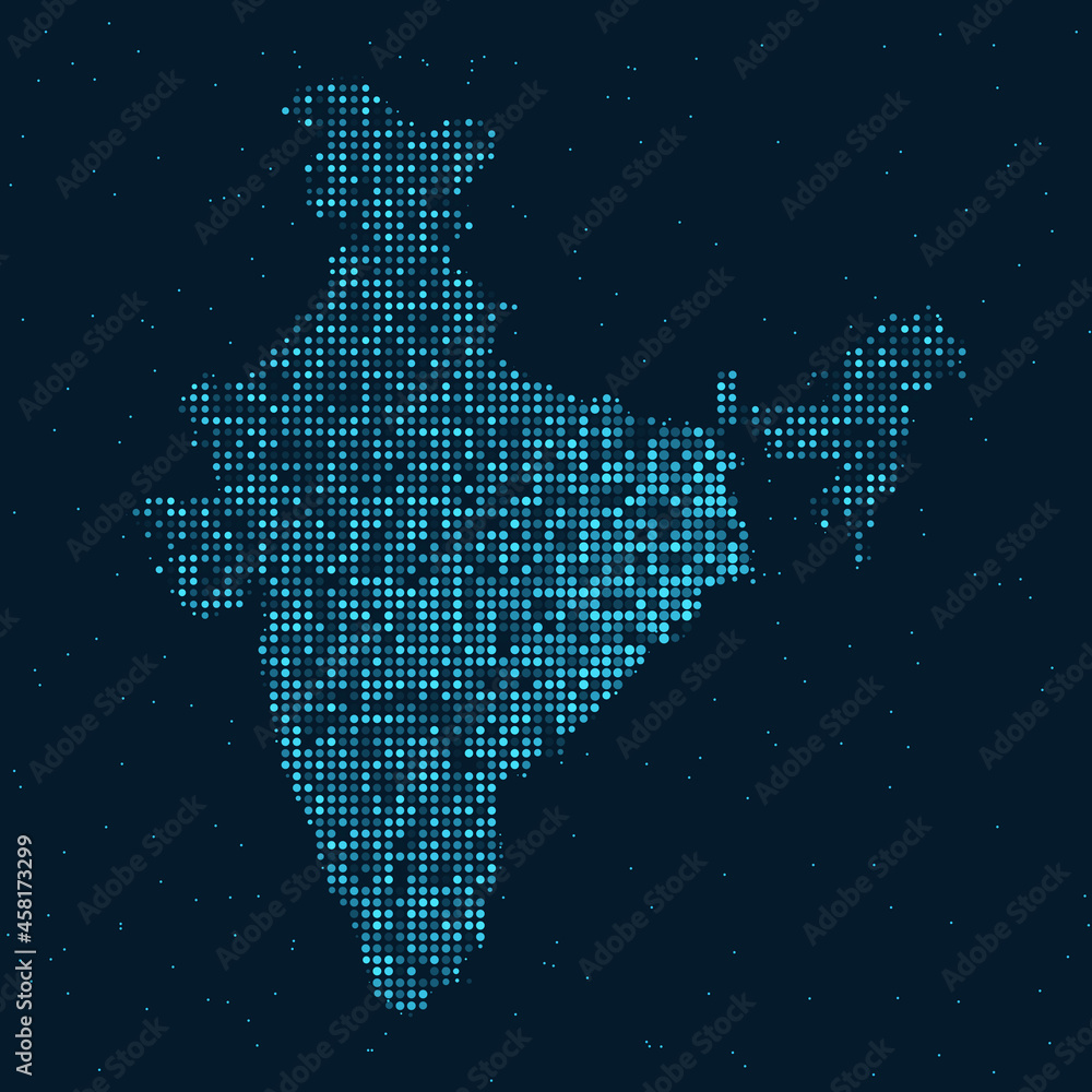Abstract Dotted Halftone with star effect in dark background with map ...