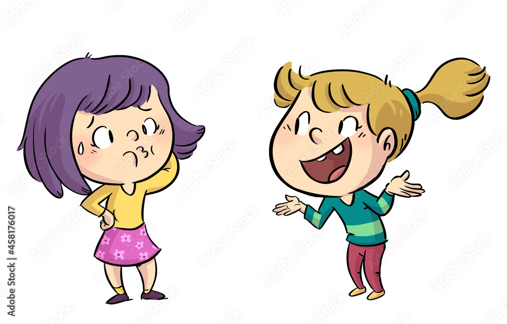 Two Little Girls Laughing Clipart