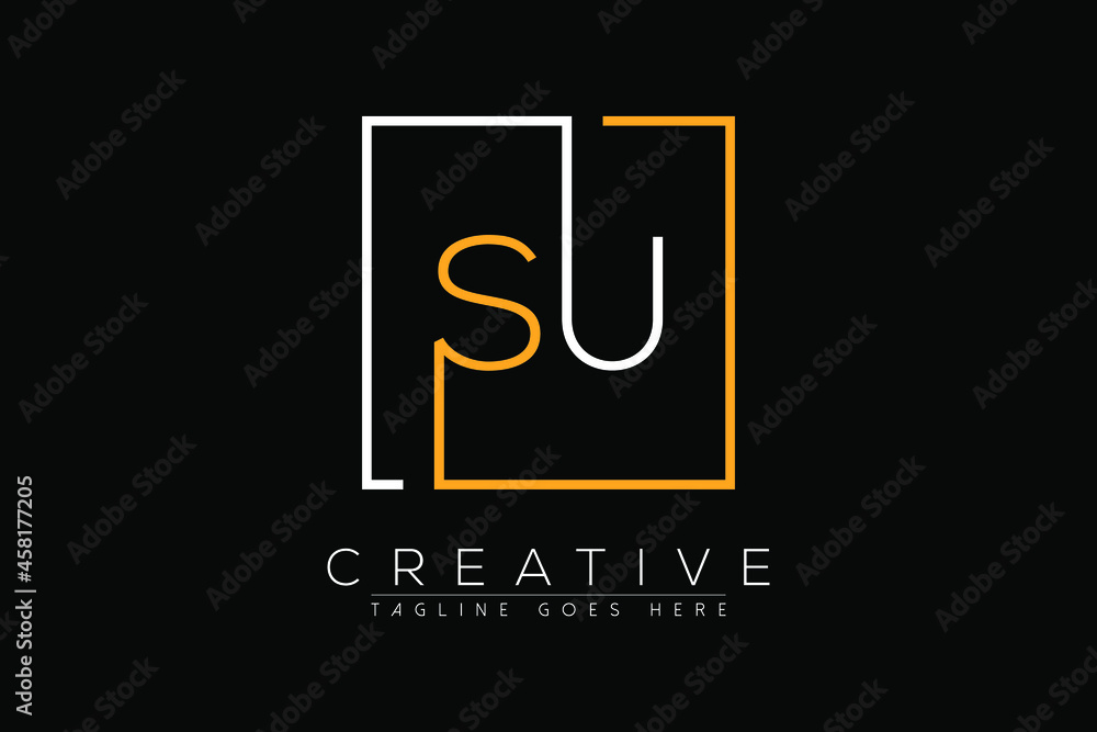 Initial letter su, us, s, u elegant and luxury Initial with Rectangular ...