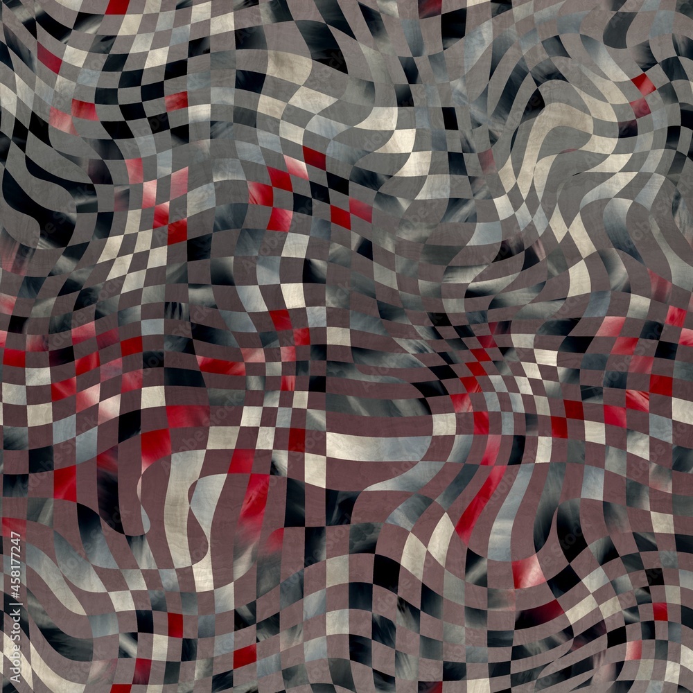 Seamless abstract wavy distorted check pattern for print. High quality ...