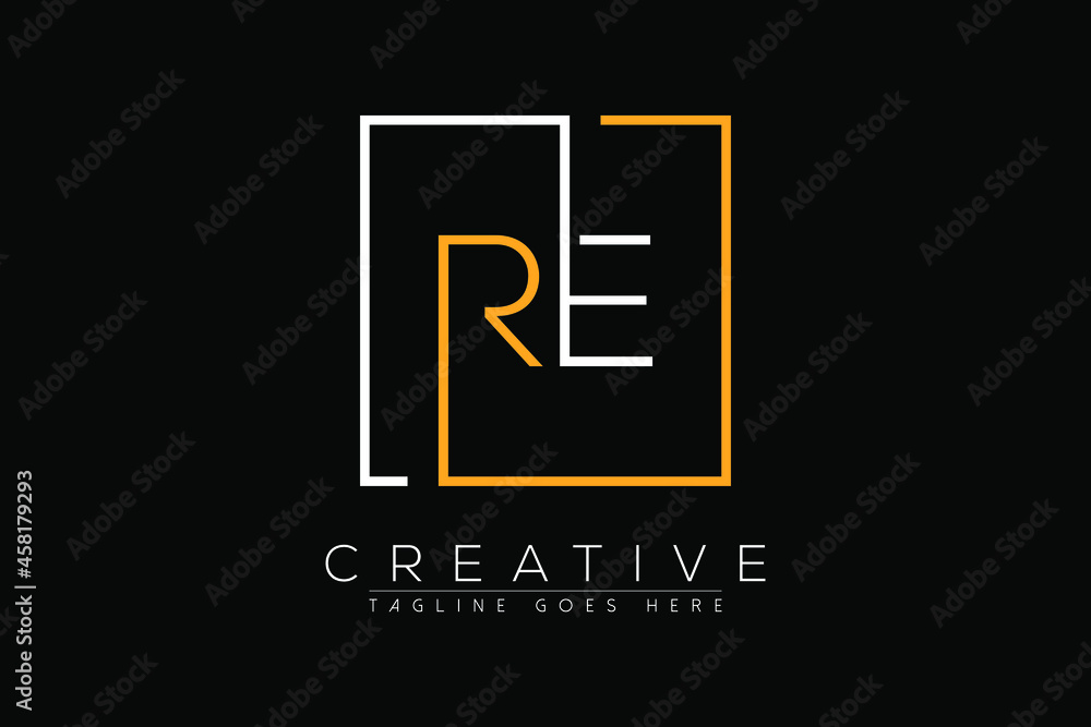 Initial letter re, er, r, e elegant and luxury Initial with Rectangular ...