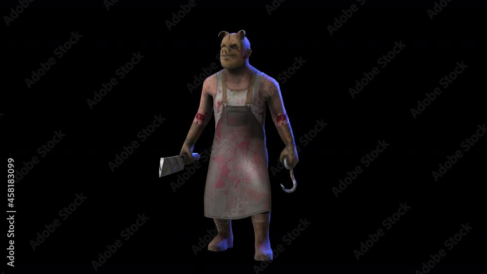 Seamless animation of psycho butcher attacking isolated with alpha ...