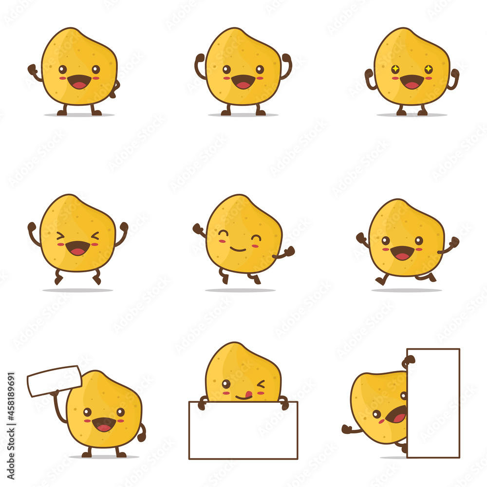 cute chips cartoon. with happy facial expressions and different poses ...