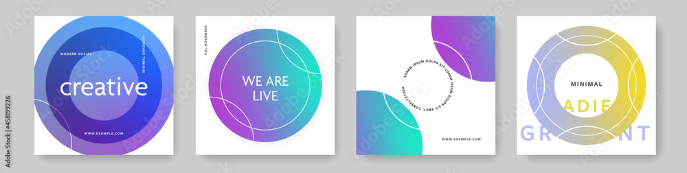 Circular design elements set for social media, instagram and facebook ...