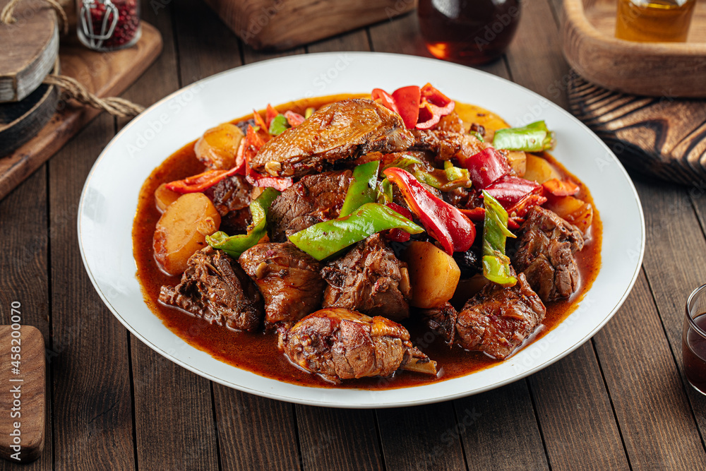 Chinese national dish dapanji with stewed chicken and potato Stock ...