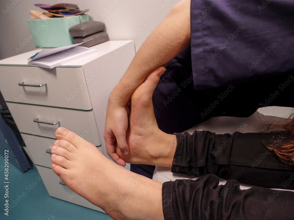 Podiatry and biomechanics class. Teacher teaches students the different ...
