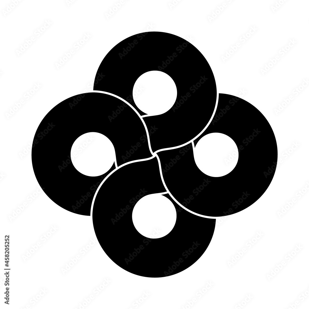 Knot sign made of four connected rings. Stylized tattoo design of Bowen ...