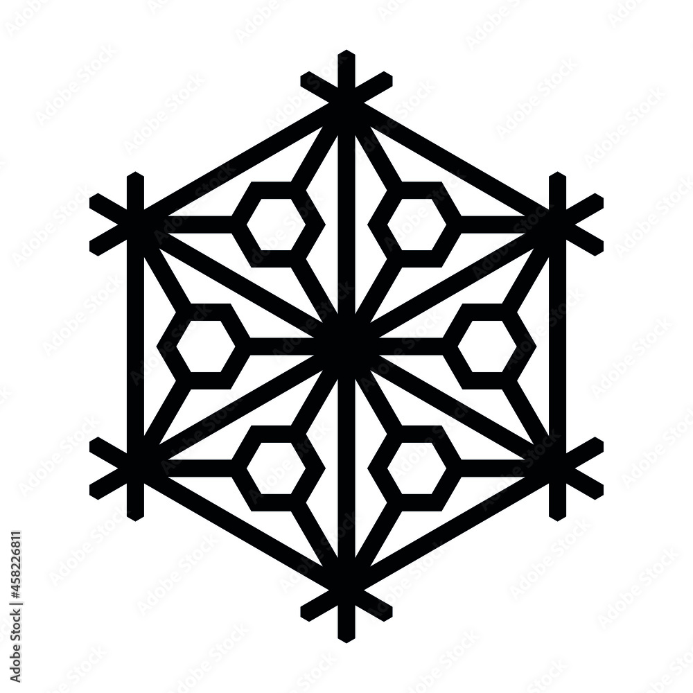 Design element in the form of a snowflake. Traditional Japanese craft ...