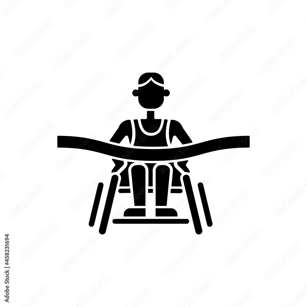 Disabled athletes black glyph icon. Famous canadian marathon runners ...