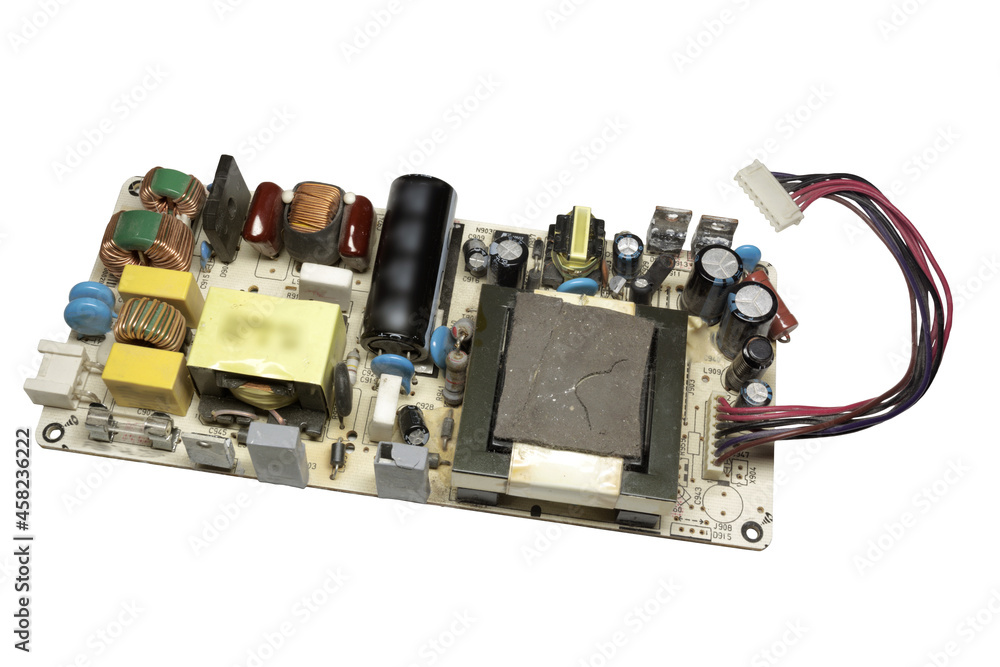 power supply of LED TV. printed circuit board of internal switching ...
