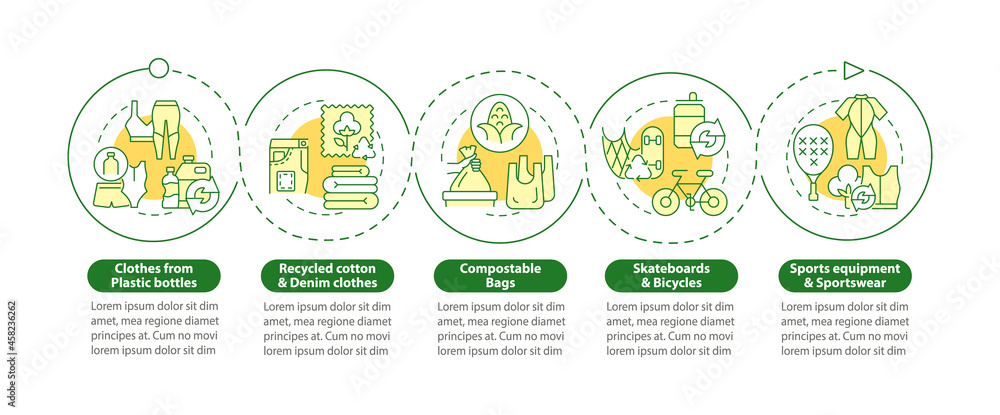 Upcycled materials vector infographic template. Waste recycling ...