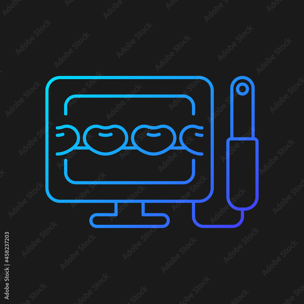 Intraoral camera gradient vector icon for dark theme. Oral health ...