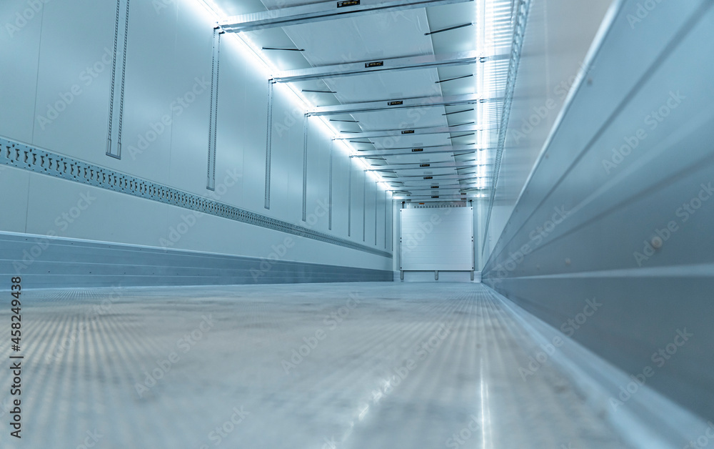 metal trailer interior Empty freight compartment of a truck Empty ...