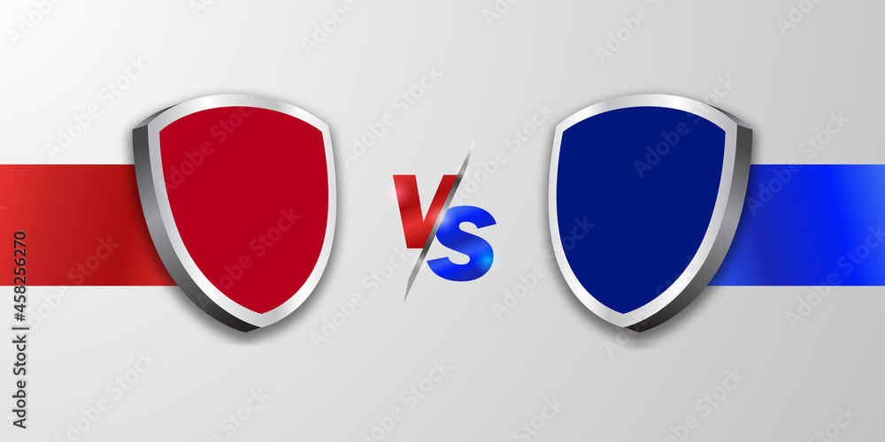 Team A versus team b, red vs blue club shield emblem flag logo for ...