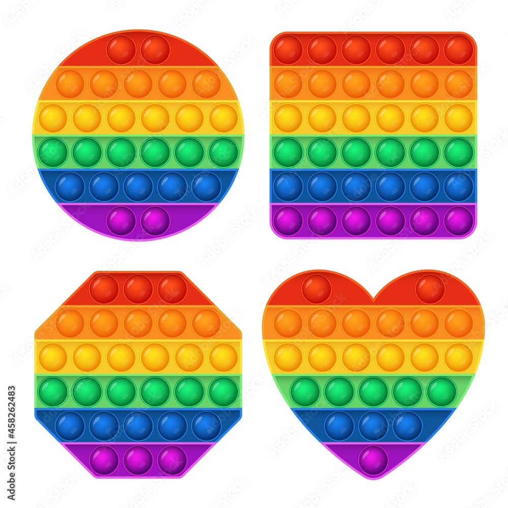 Pop it kids toys. Fidget antistress trendy game, rainbow colors ...