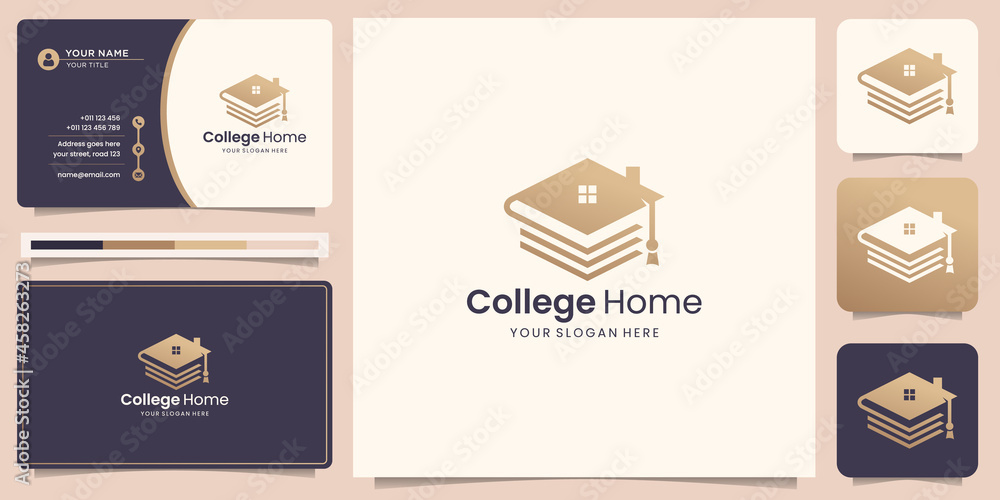 Vecteur Stock education hat logo combine with home design template ...