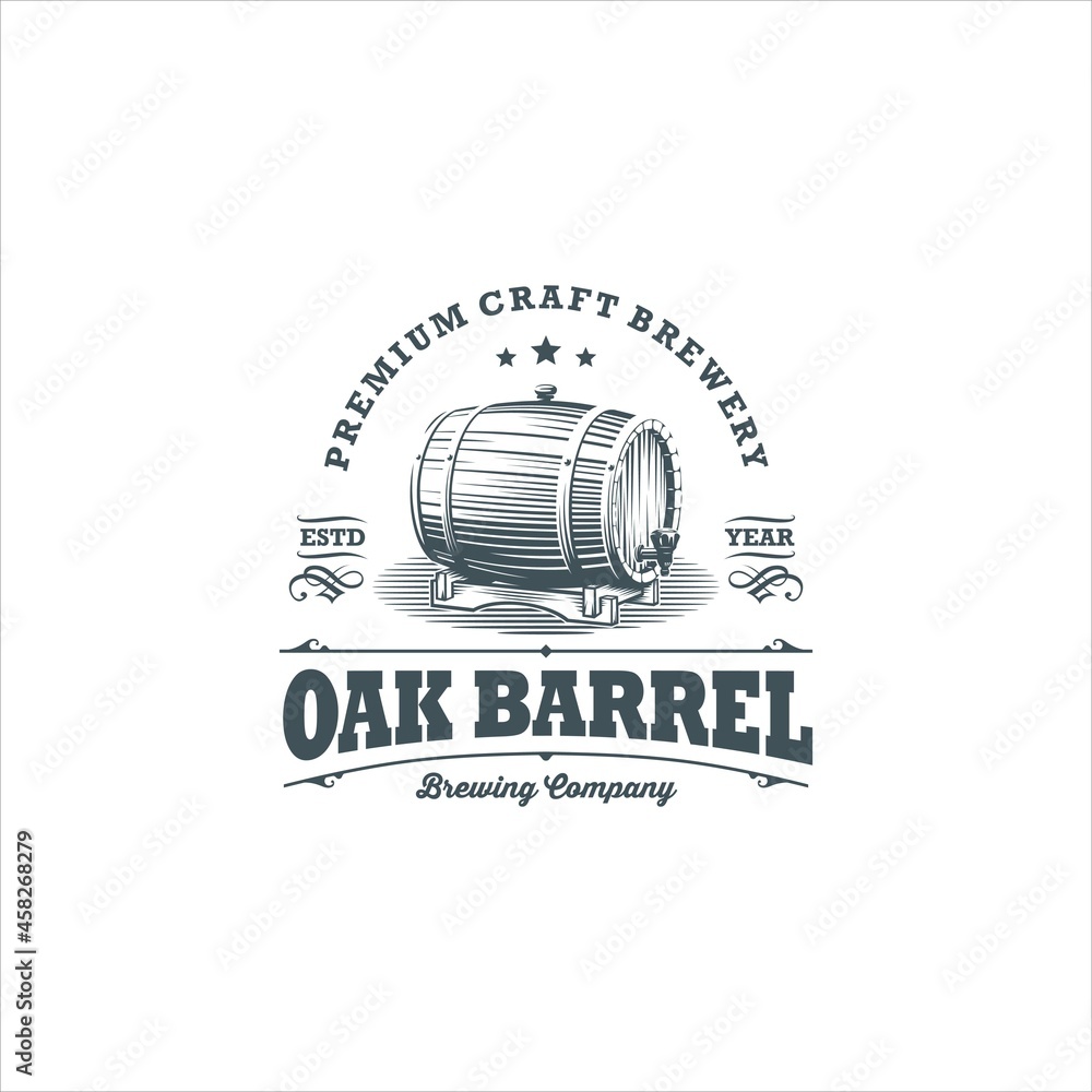 Wooden Barrel Logo Design Vector Image Stock Vector | Adobe Stock