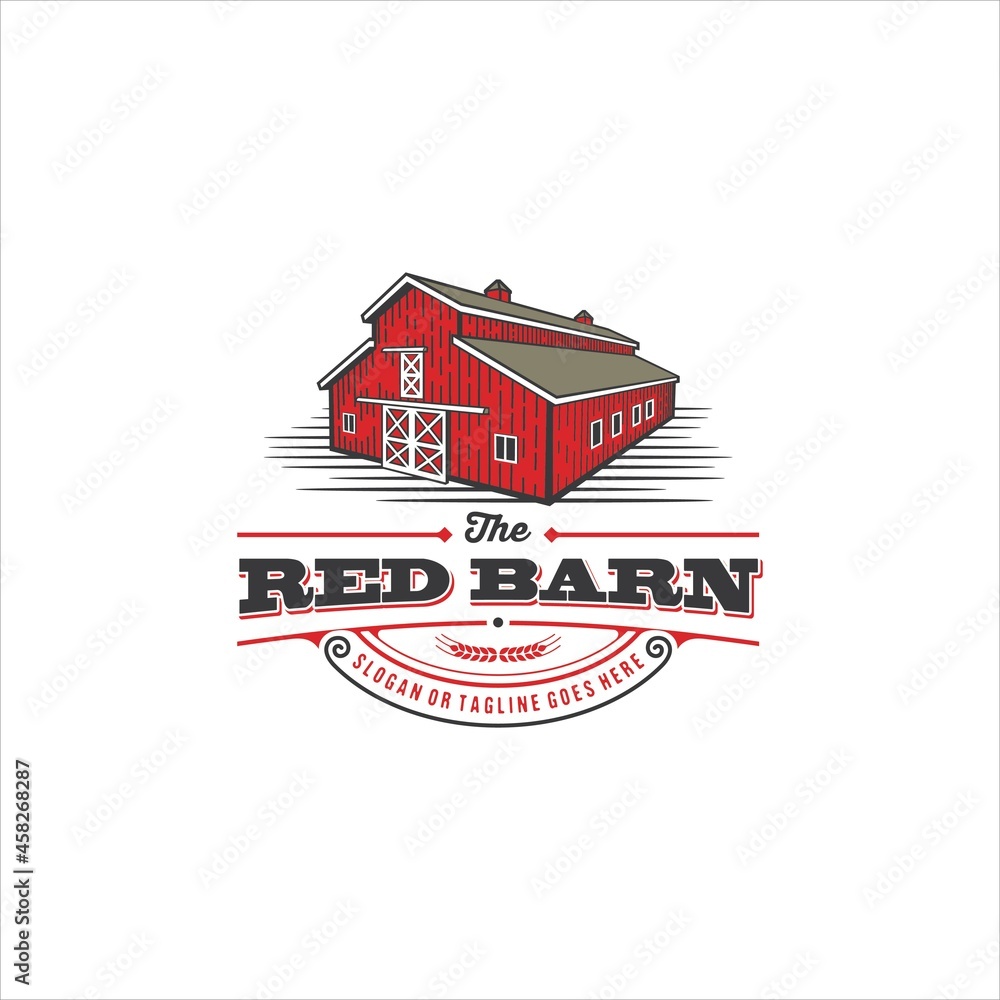 Red Barn Ranch Farm Logo Design Vector Image Stock Vector | Adobe Stock