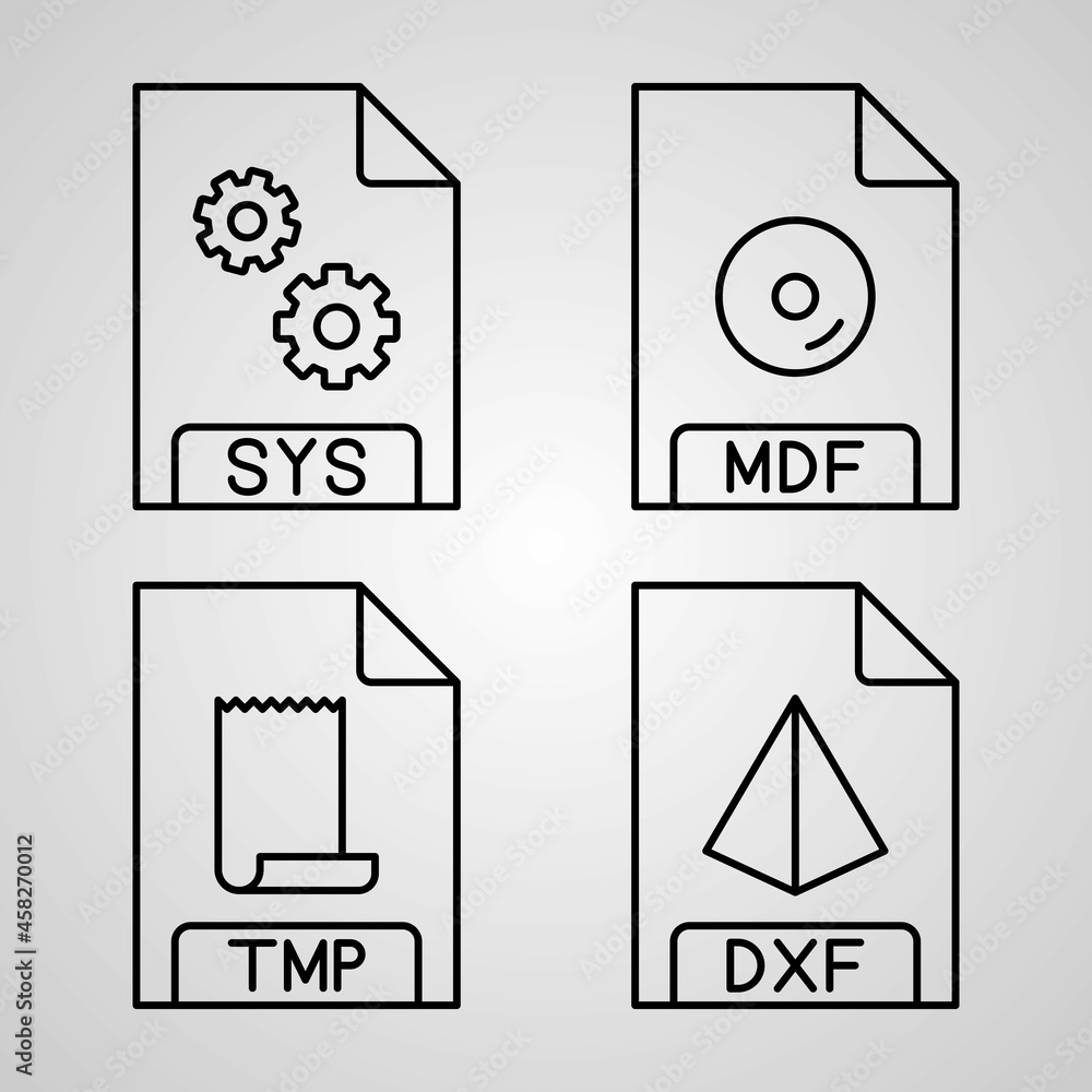 Collection of File Format Symbols in Outline Style Stock Vector | Adobe ...