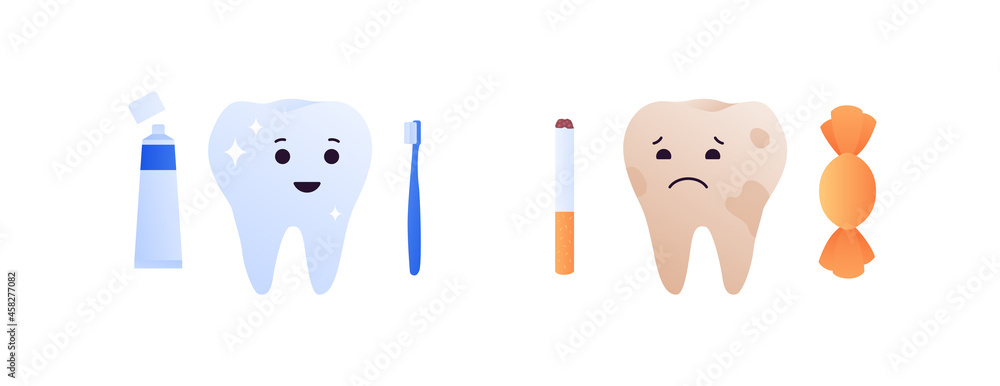 Healthy teeth infographic concept. Vector cartoon healthcare ...