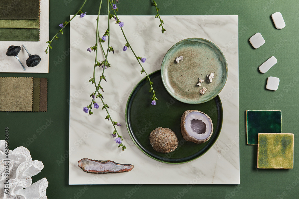 Stylish flat lay composition of creative architect moodboard design ...