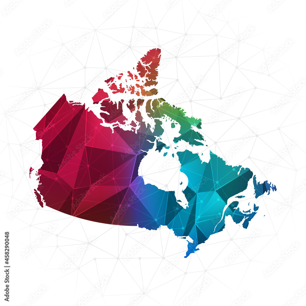 Canada Map - Abstract polygon vector illustration low poly colorful ...