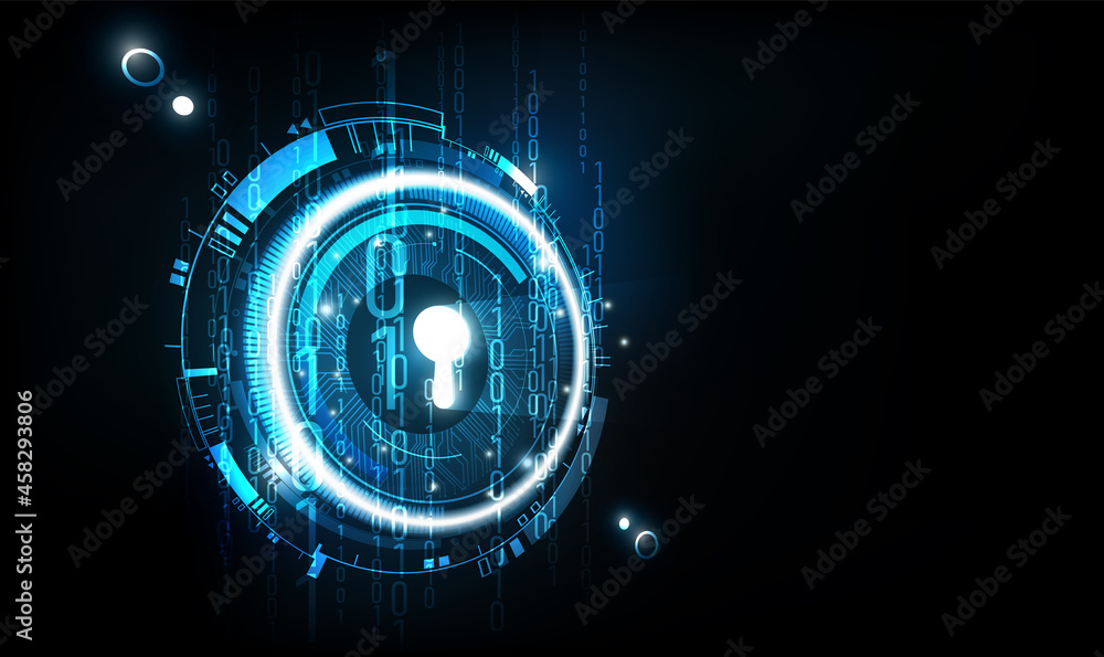 Glow keyhole abstract futuristic technology with digital binary data ...