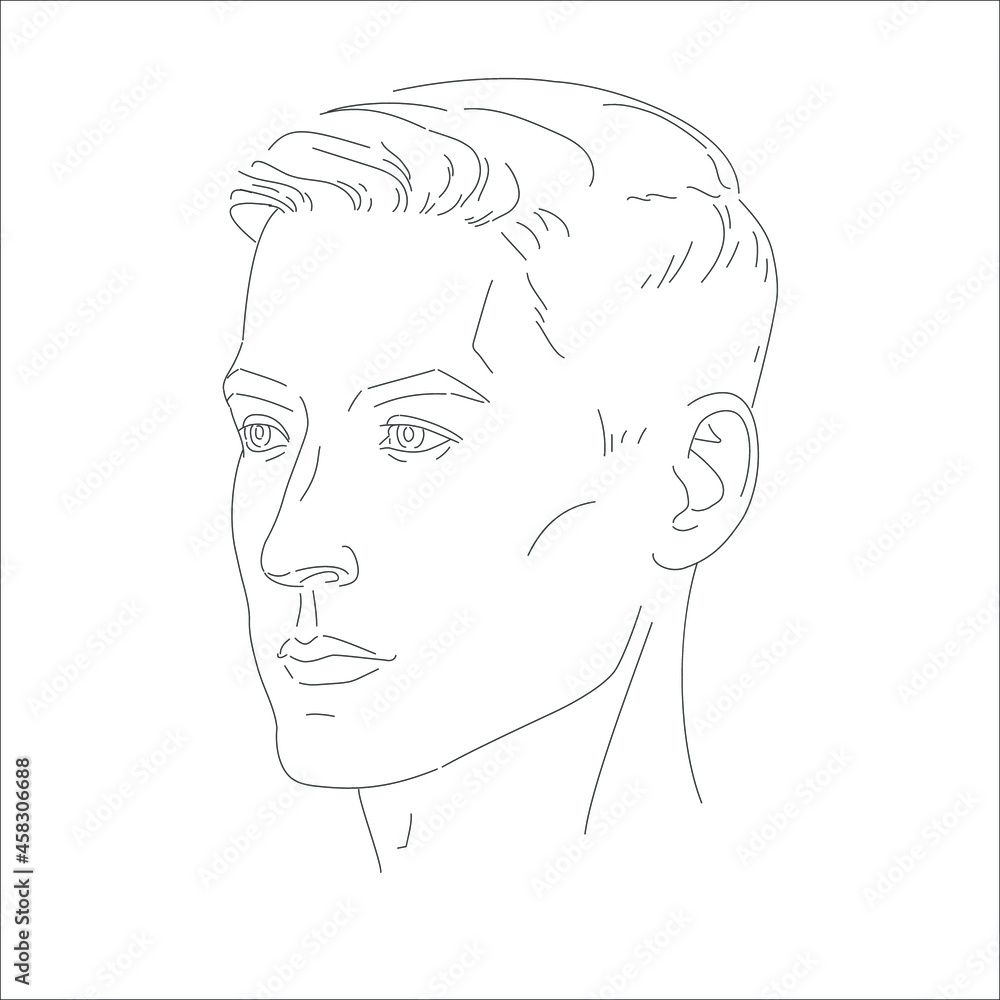 Man face vector. Male portrait of young beautiful boy with trendy ...