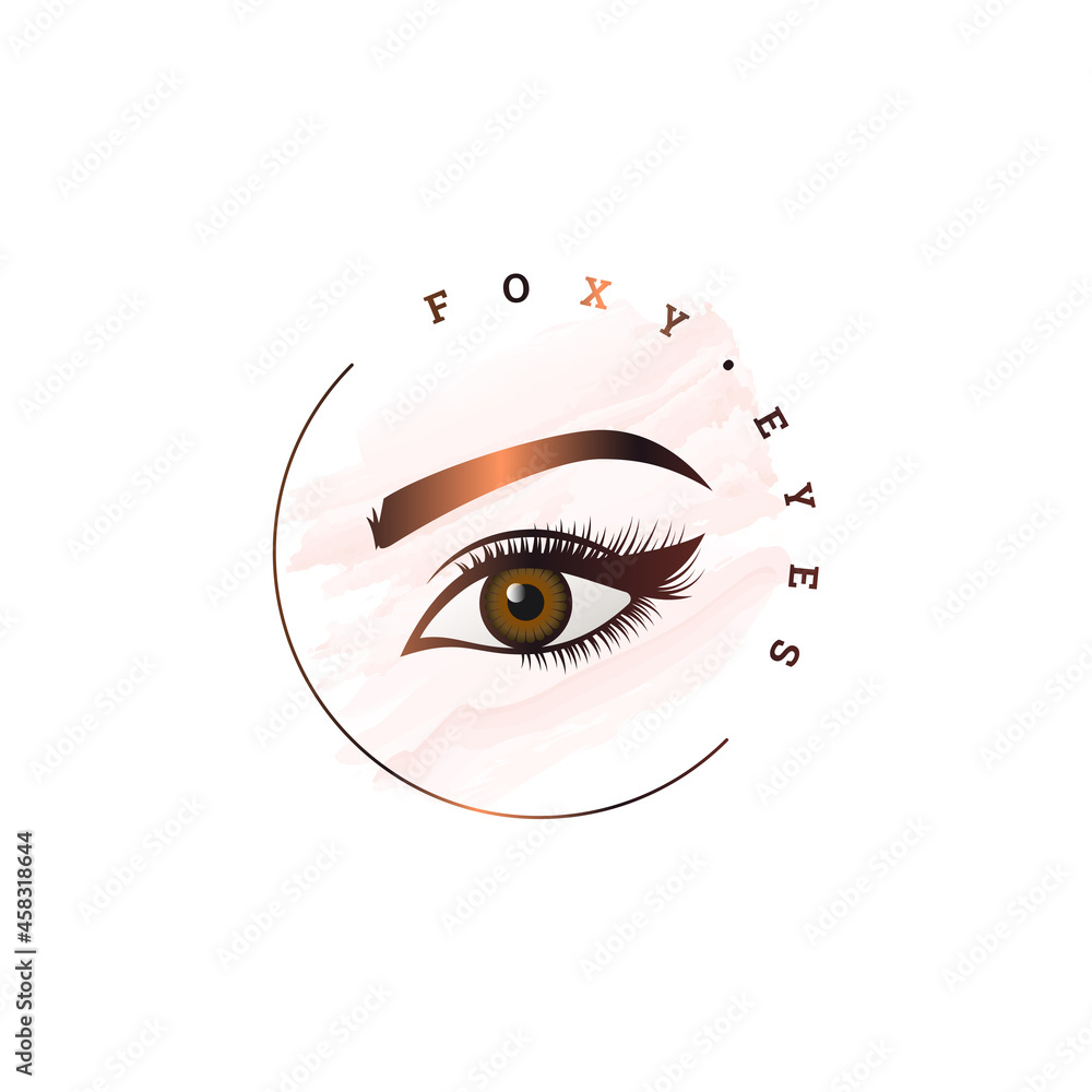 Foxy eye round logo. Makeup logo circle on white Stock Vector | Adobe Stock