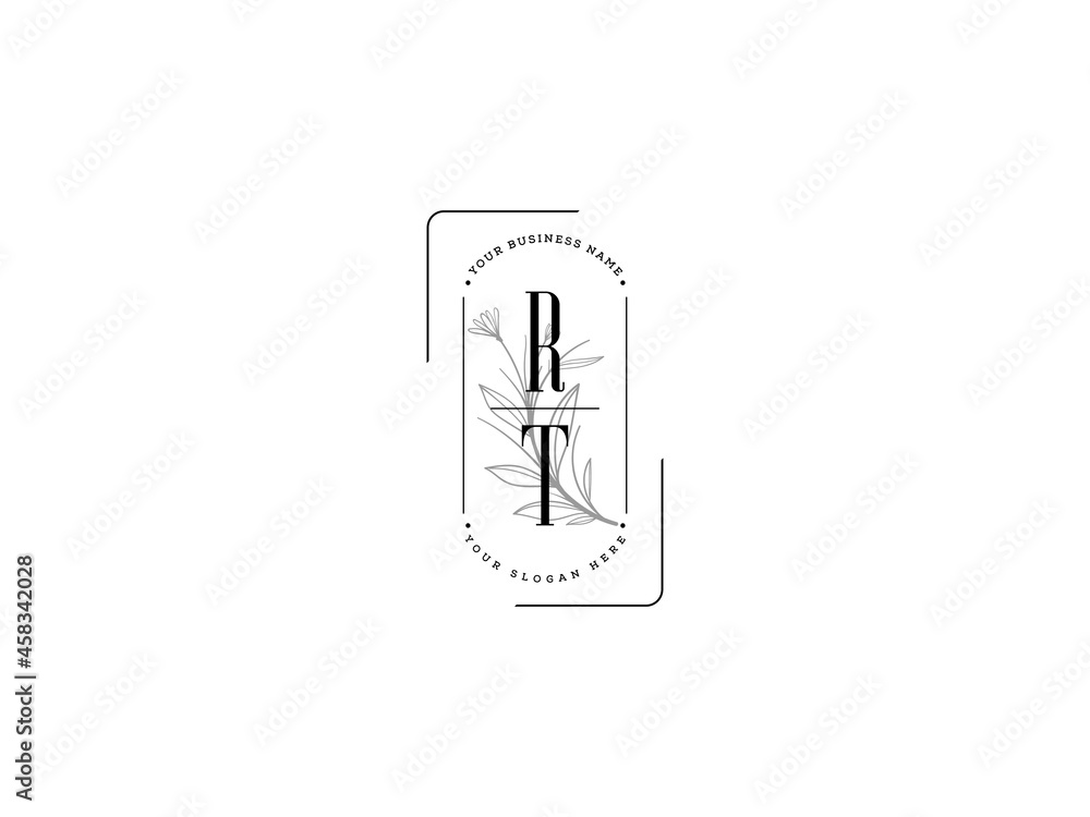 Initial RT logo, feminine r t r t logo letter vector icon for business ...