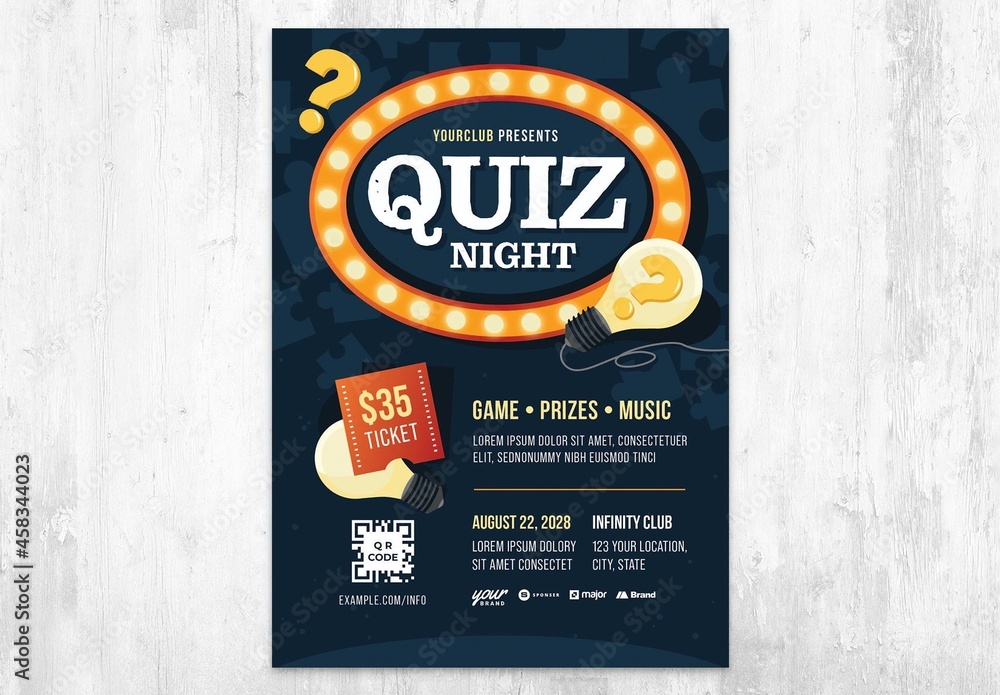 Quiz Night Flyer for Trivia Night Competitions and Pub Quizzes Stock ...