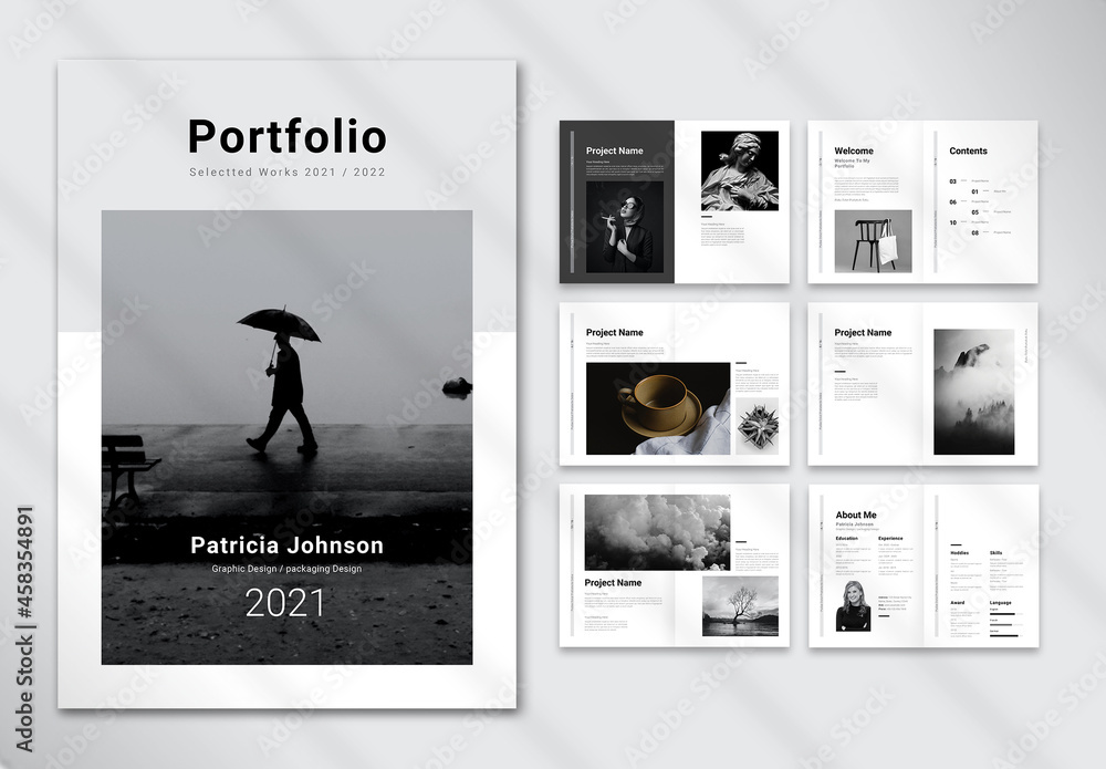 Black Photography Portfolio Stock Template | Adobe Stock