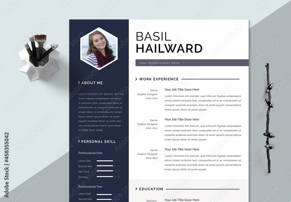 Professional Resume Layout with Sidebar Stock Template | Adobe Stock