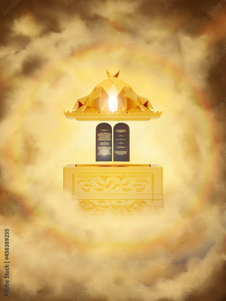 ภาพประกอบสต็อก Ark of the Covenant opened, showing the Ten Commandments ...