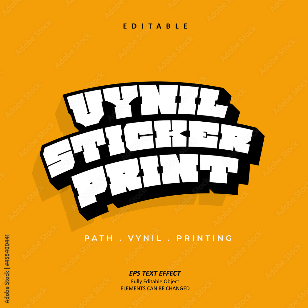 Vynil Sticker Print 3d bold text effect editable premium vector Stock ...