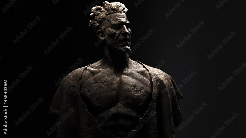 3D composite illustration of a man. Half bust. Sculpture. 3D rendering ...