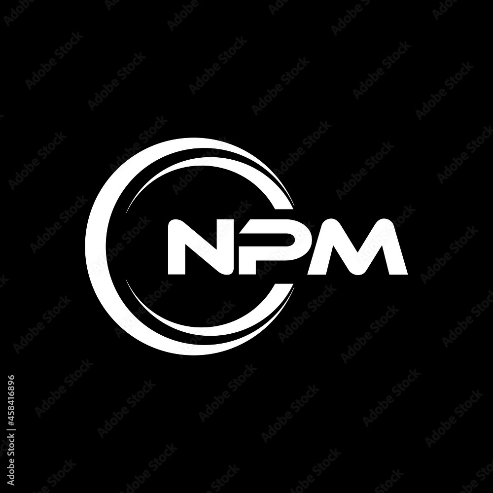NPM letter logo design with black background in illustrator, vector ...