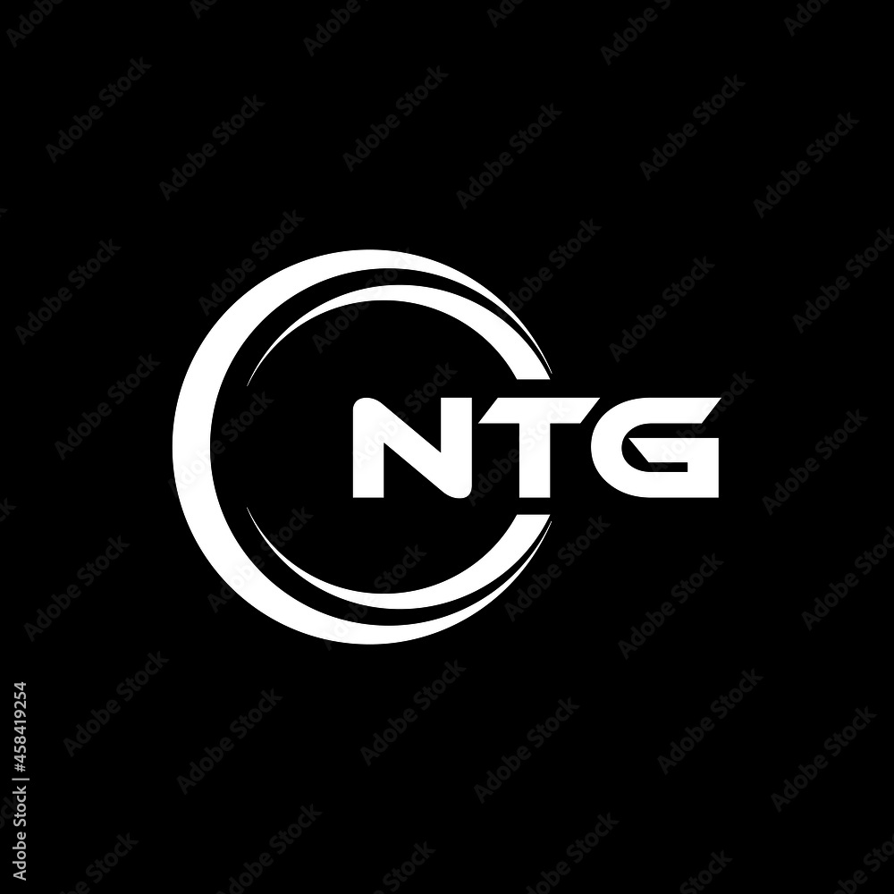 NTG letter logo design with black background in illustrator, vector ...