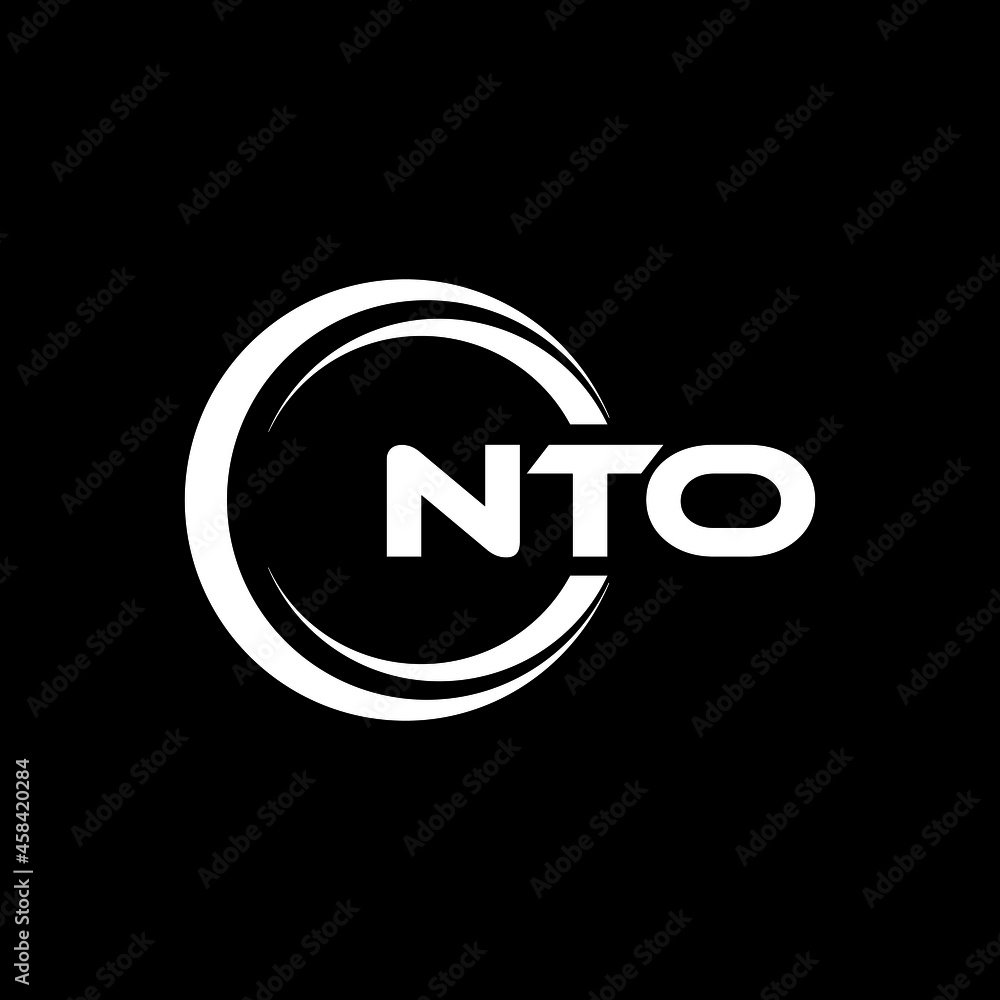NTO letter logo design with black background in illustrator, vector ...
