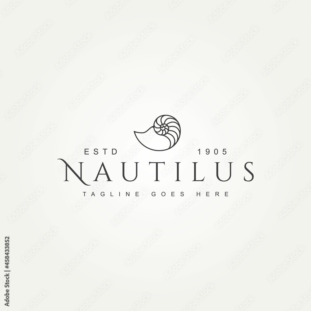 nautilus minimalist line art badge logo icon template vector ...
