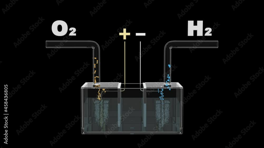 Renewable Energy. Hydrogen is produced by electrolyzing water. Stock ...