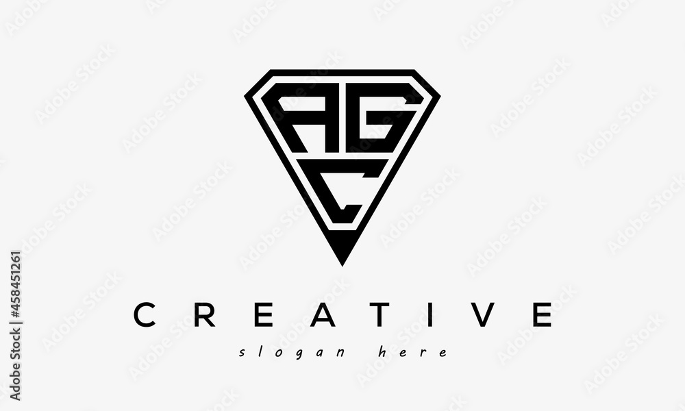 initial letters logo AGC black monogram diamond pentagon shape with ...