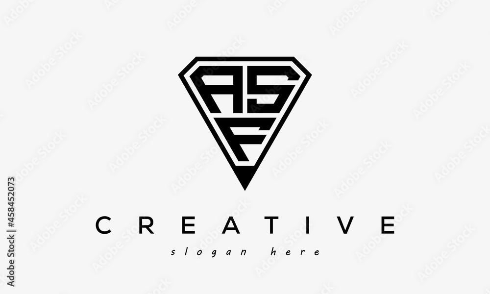 initial letters logo ASF black monogram diamond pentagon shape with ...