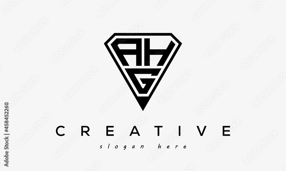 initial letters logo AHG black monogram diamond pentagon shape with ...