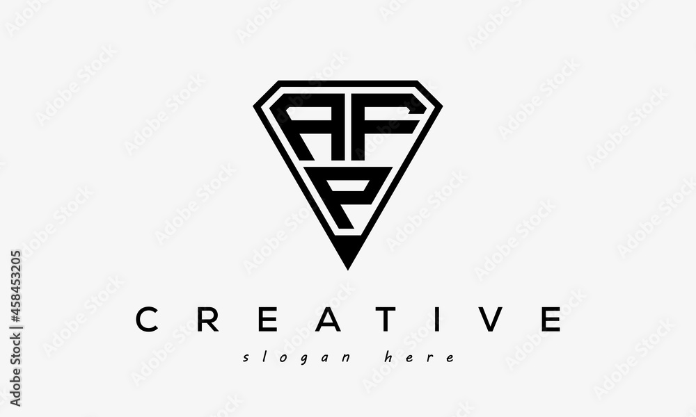 initial letters logo AFP black monogram diamond pentagon shape with ...